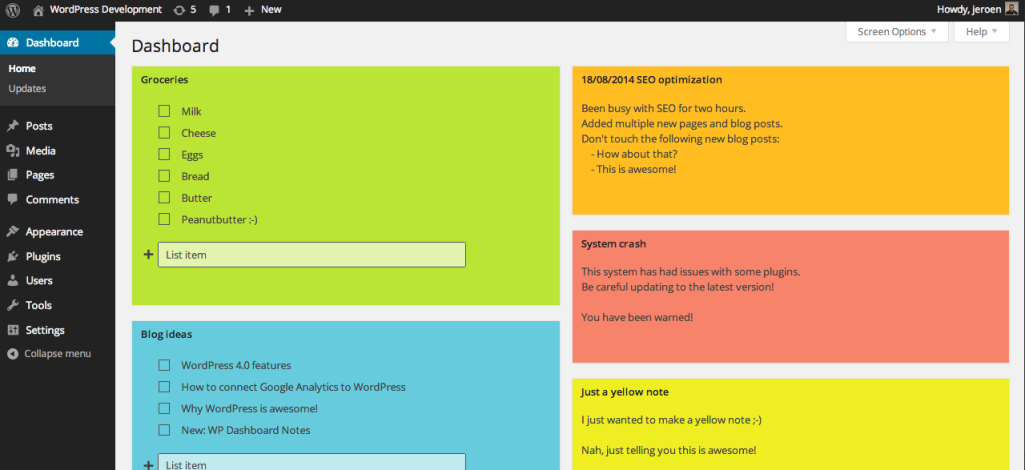 Wp Dashboard Notes Plugin Clones Google Keep In The Wordpress Dashboard