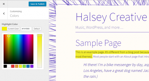 Set a Highlight Color for WordPress Content with Live Preview in the ...