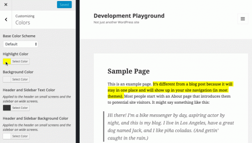 Set a Highlight Color for WordPress Content with Live Preview in the ...