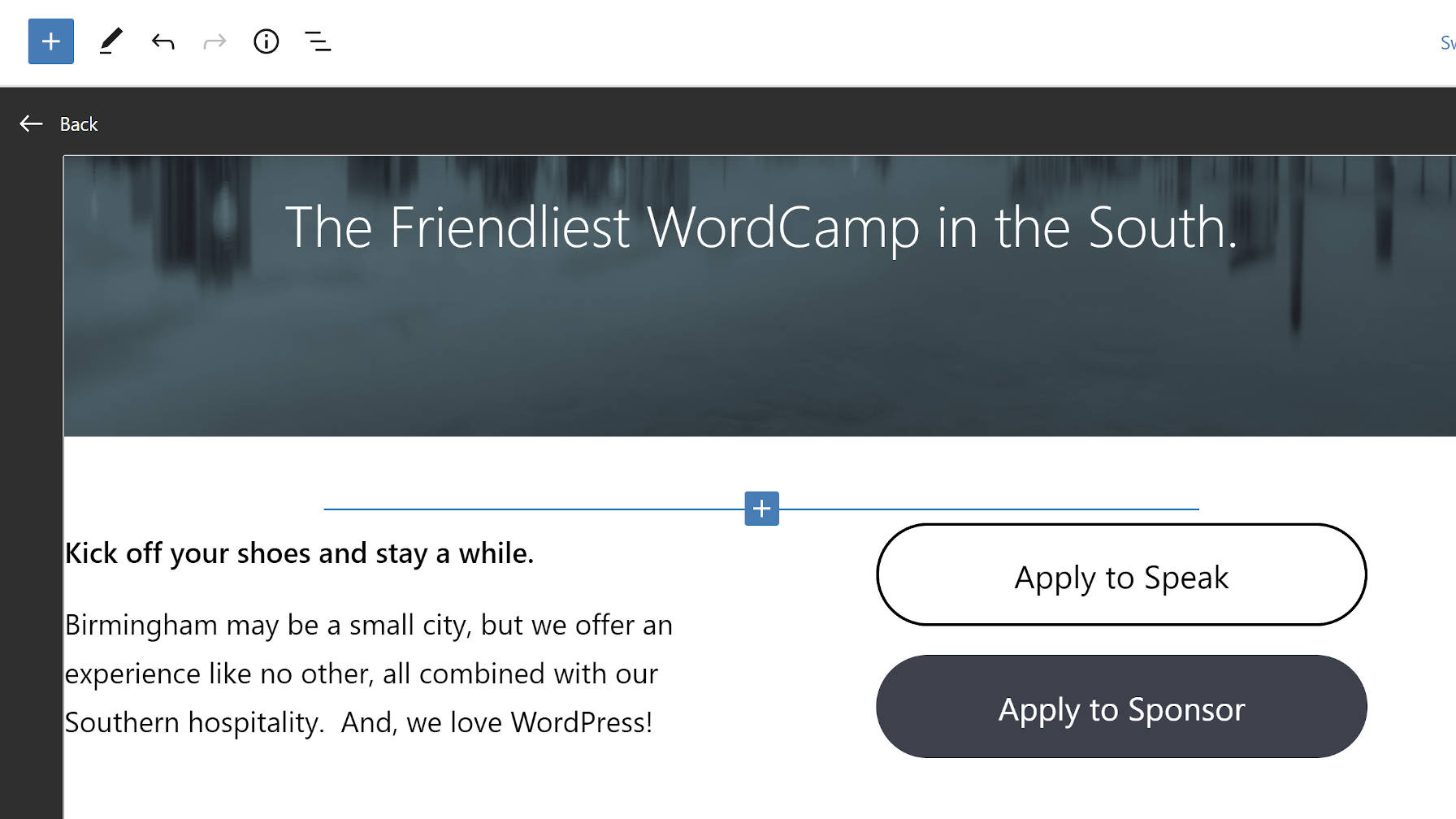 FSE Outreach Round #6: Building a WordCamp Landing Page via the ...
